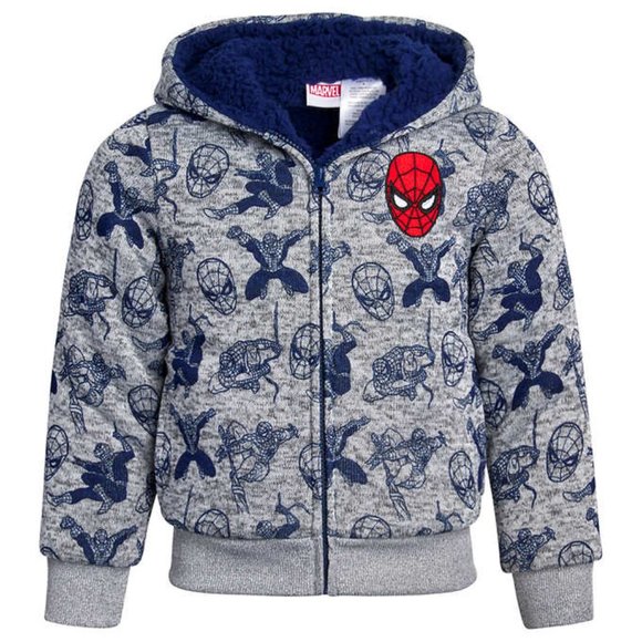 Marvel | Jackets & Coats | Spiderman Kids Boys Full Zip Plush Lined ...
